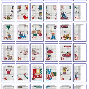 Whimsical Alphabet Cross Stitch Pattern - Richard Scarry's Busy World ...