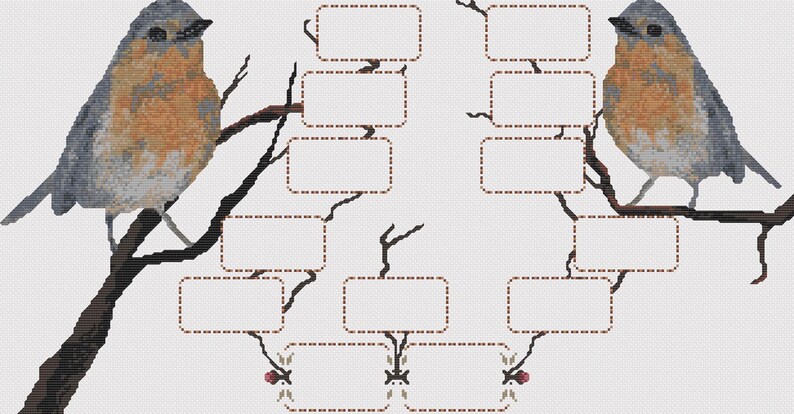 Robin Family Tree Cross Stitch Pattern: UK Bird Design (PDF Pattern) - Etsy