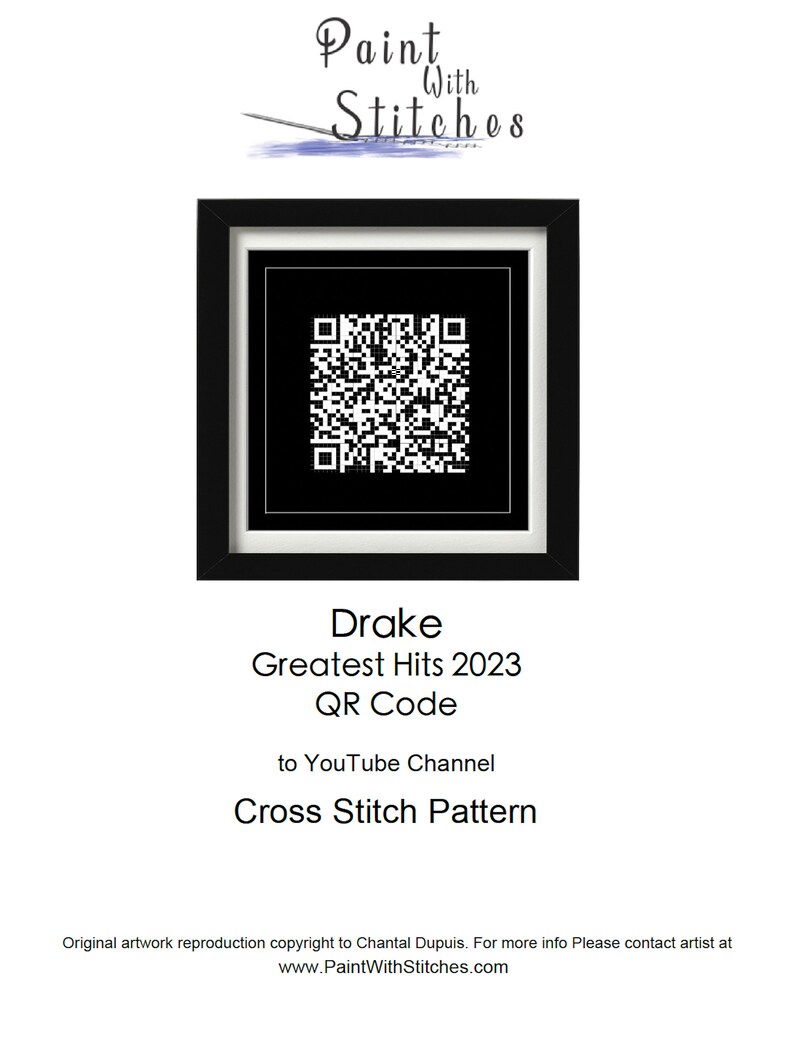 Drake Greatest Hits QR Code Cross Stitch Pattern (PDF) - Etsy
