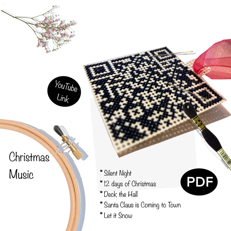 Christmas Songs QR Code Cross Stitch / Embroidery Pattern (PDF) - Etsy