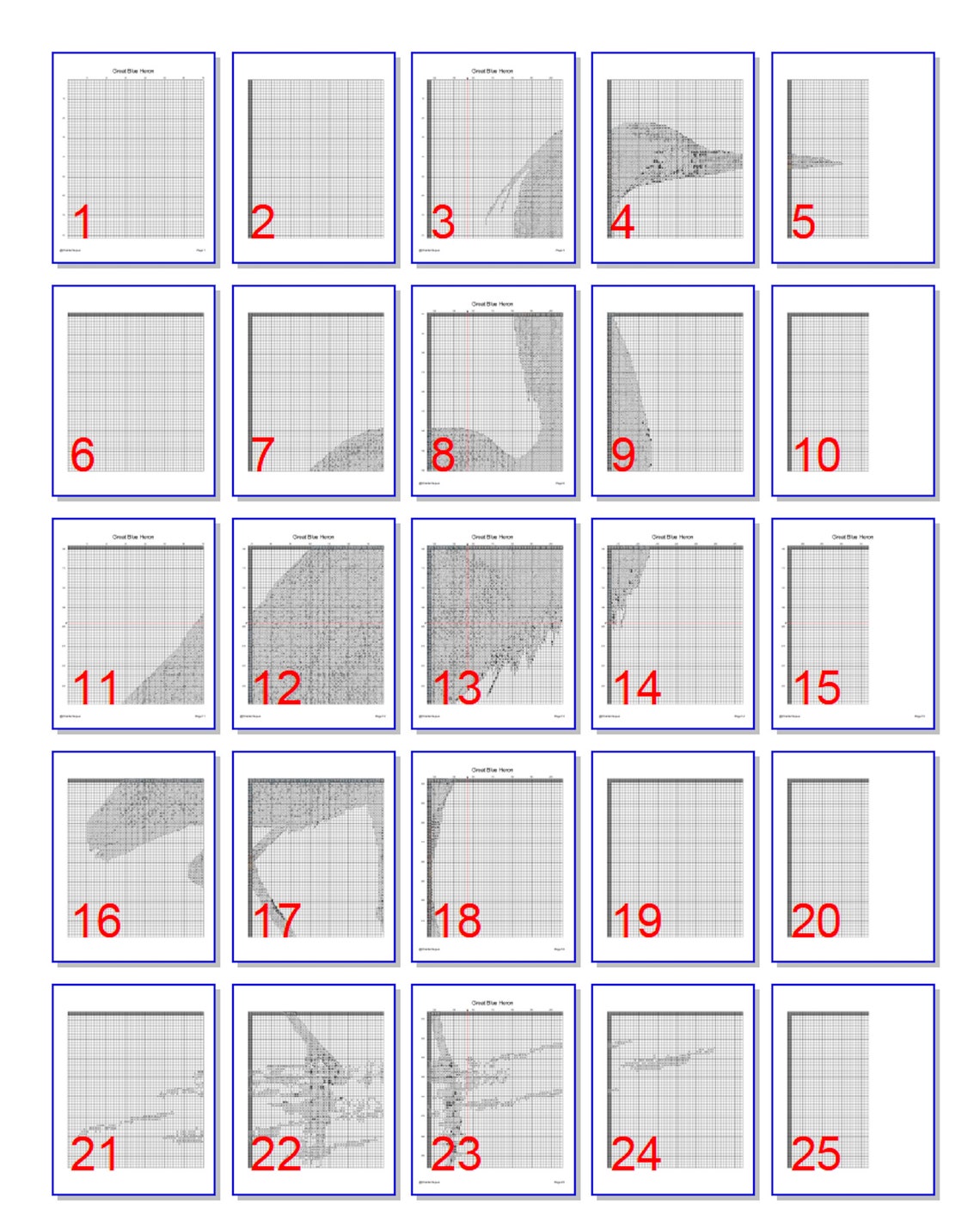 Cross Stitch Pattern PDF Great Blue Heron Original Art | Etsy