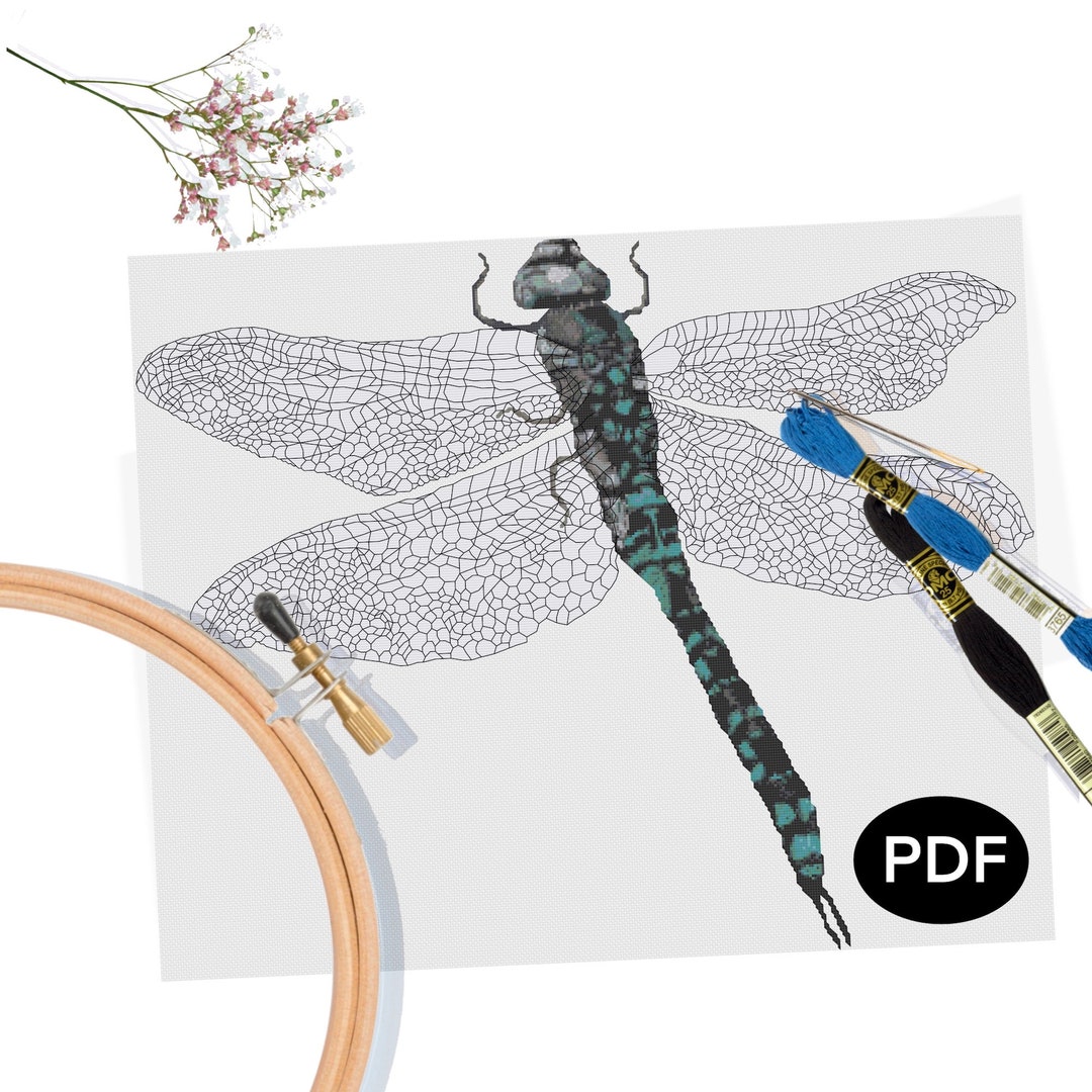 Dragonfly - Cross Stitch Pattern PDF - Original Art - Printable ...
