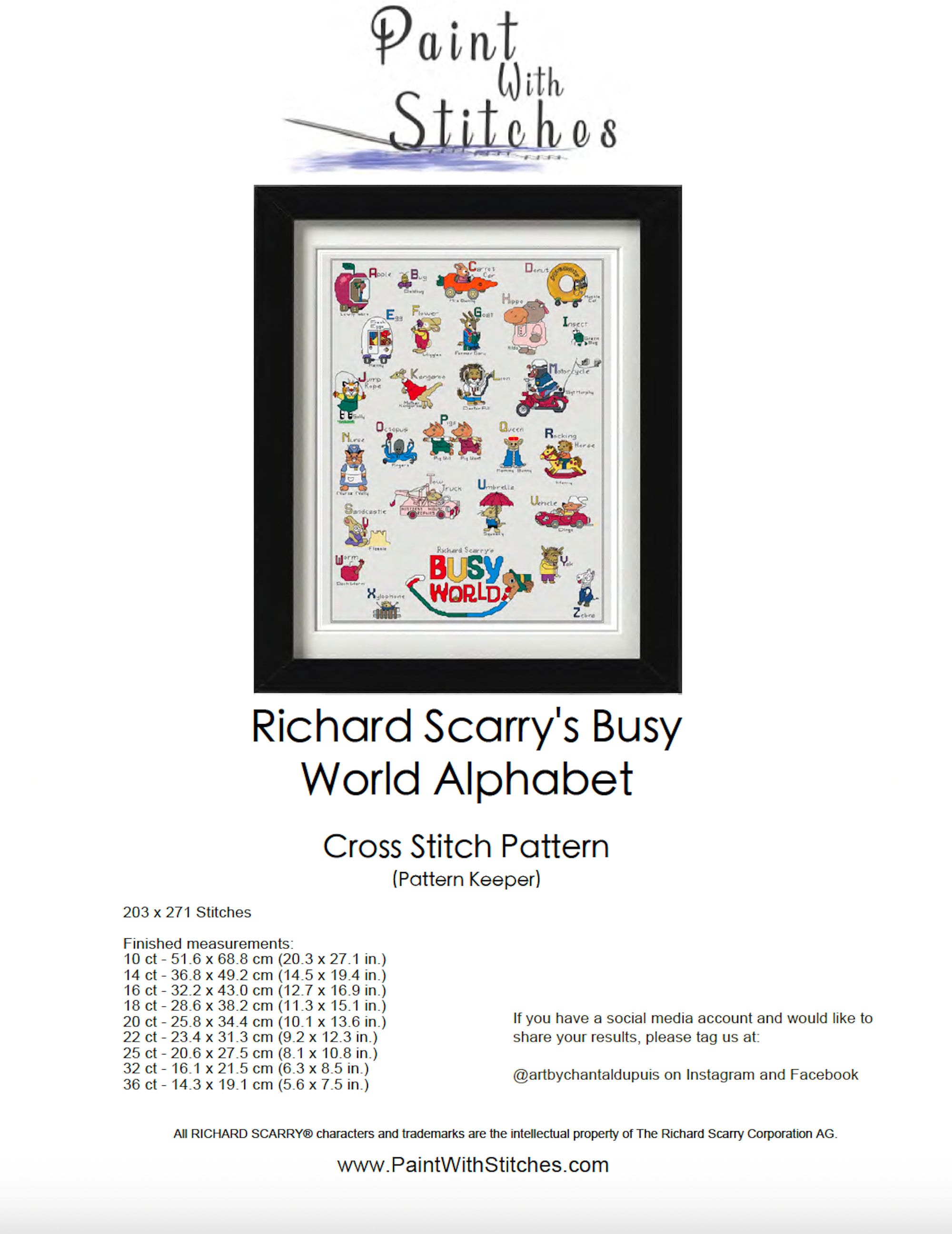 Whimsical Alphabet Cross Stitch Pattern Richard Scarry's - Etsy