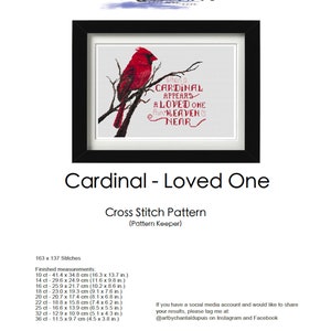 Cardinal Cross Stitch Pattern: Loved One in Heaven Saying (PDF Pattern ...