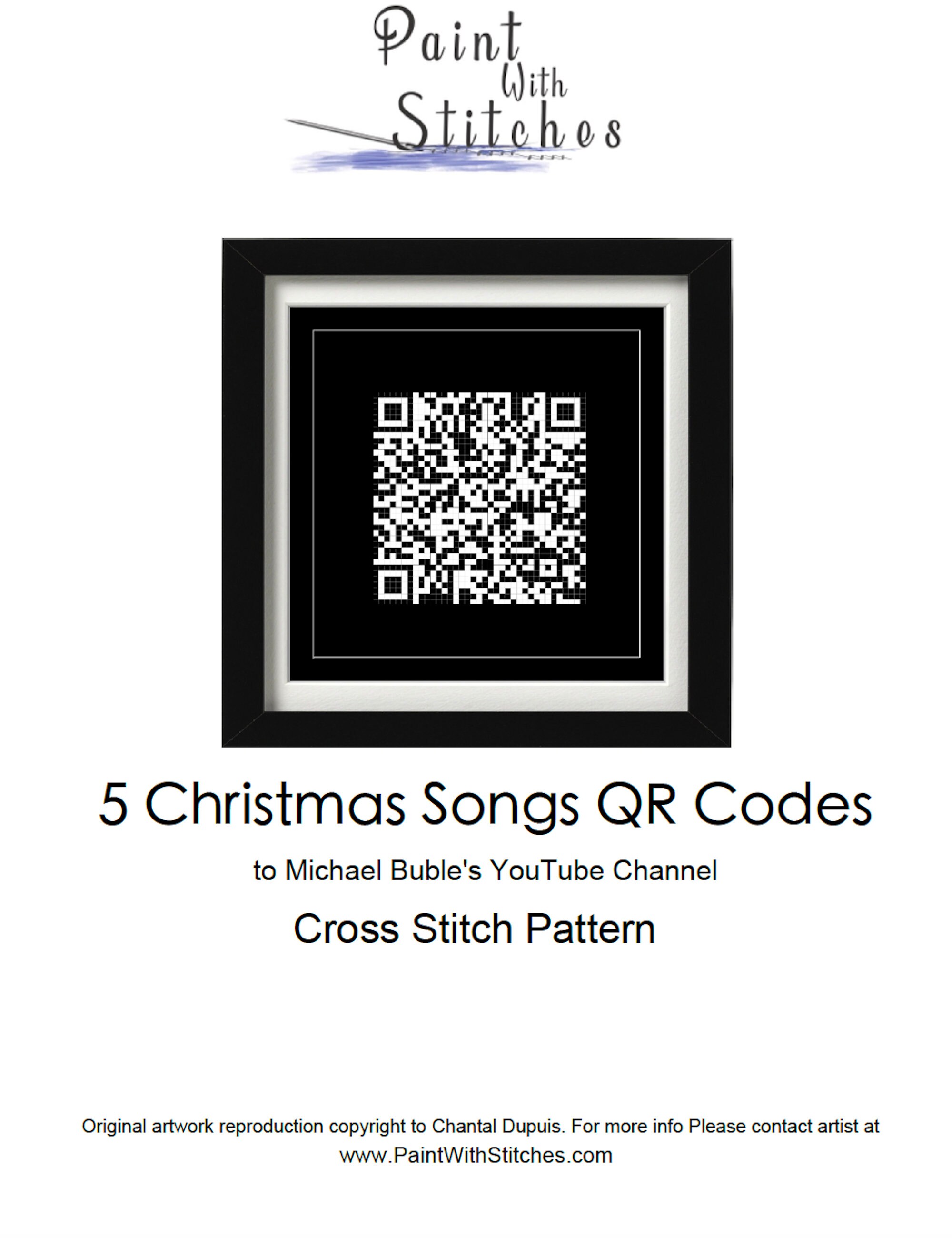 QR Codes of 5 Christmas Songs by Michael Buble Cross Stitch Pattern PDF ...
