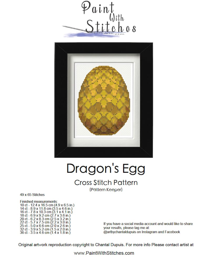 Golden Dragon Egg Cross Stitch Pattern: Fantasy Art (PDF Pattern) - Etsy