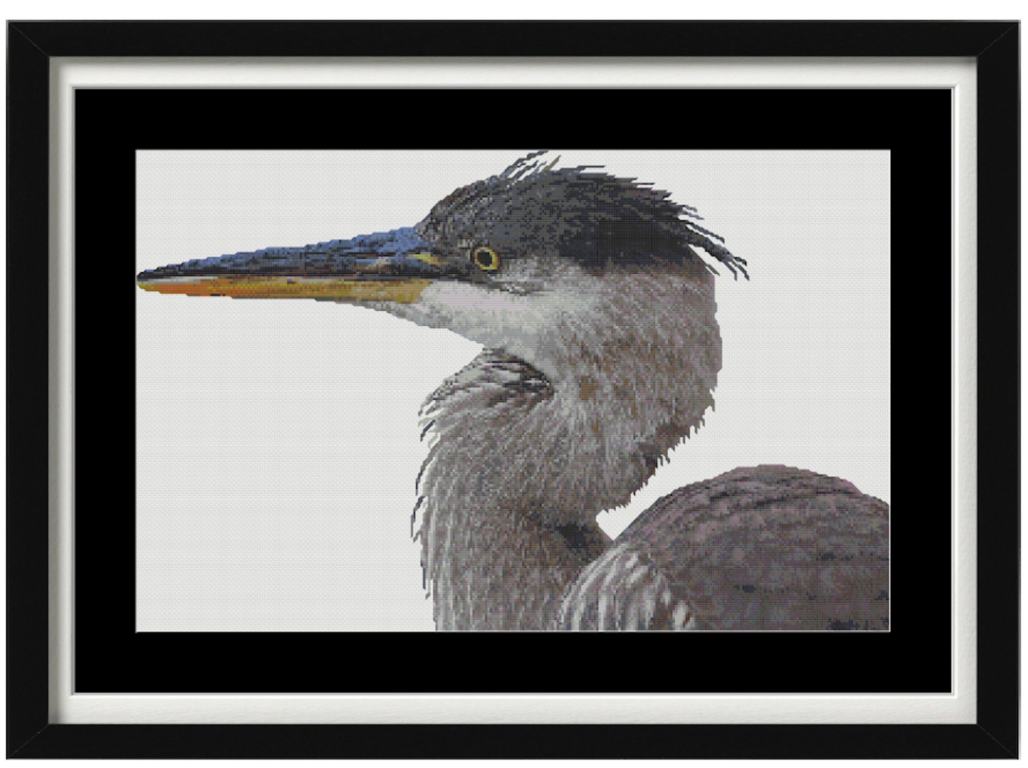 Great Blue Heron Portrait Cross Stitch Pattern PDF Original Art ...