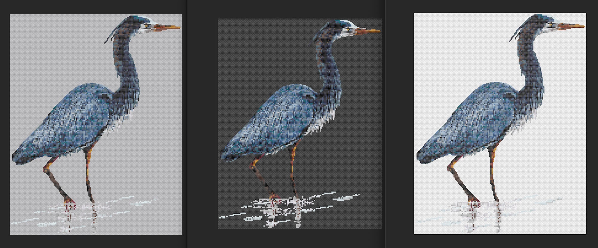 Cross Stitch Pattern PDF Great Blue Heron mini Version Original Art ...