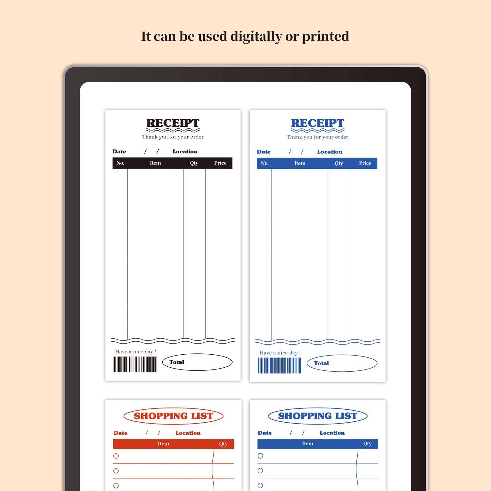 Simple Receipt & Shopping List Checklist Memo Pad Printable - Etsy