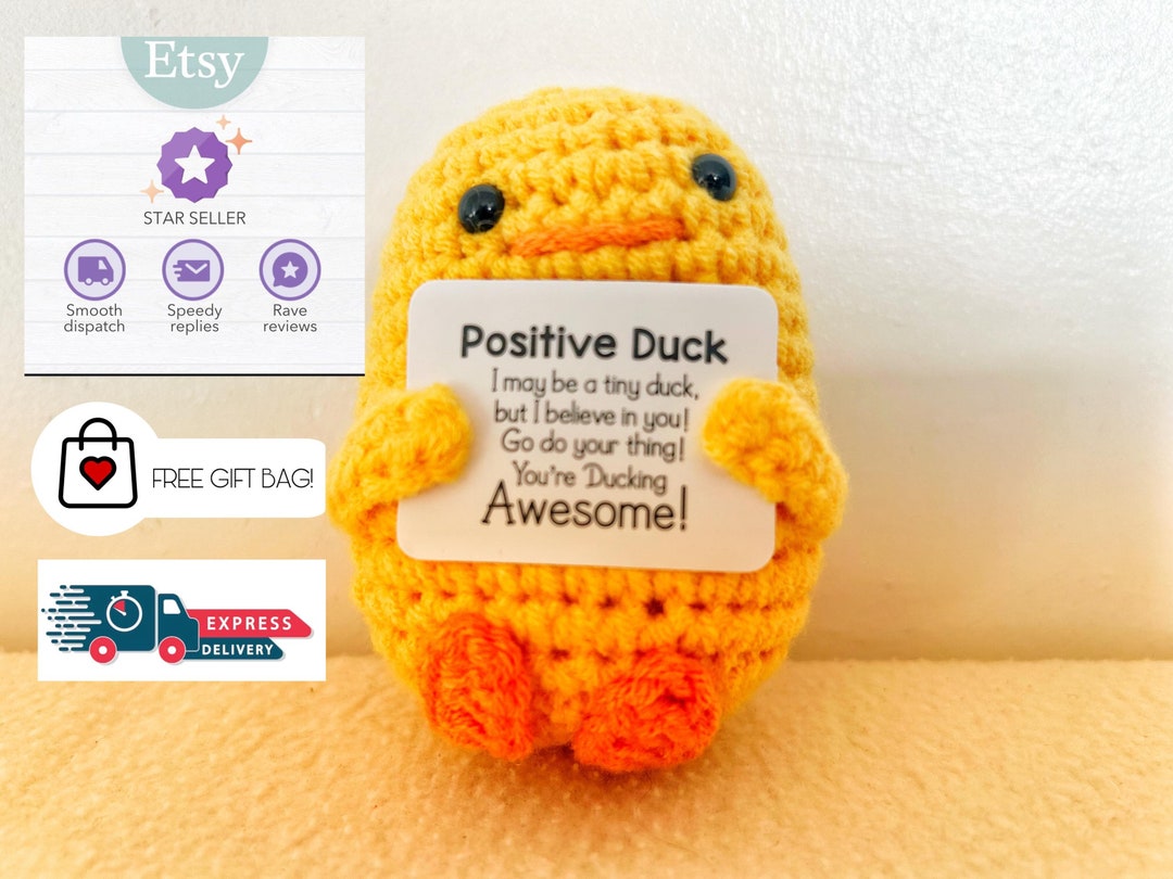 Emotional Support Positive Duck Crochet Free Gift Bag - Etsy