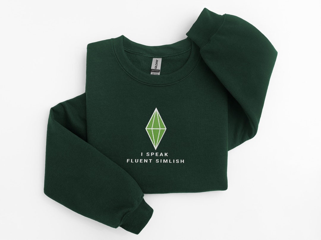 Sims Plumbob Embroidery Simlish Sweatshirt, Gamer Sims Shirt, Simming ...