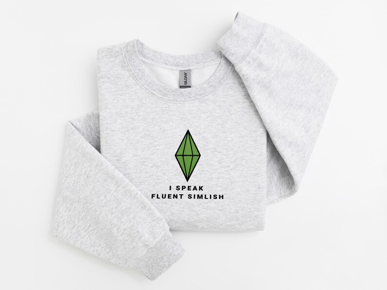 Sims Plumbob Embroidery Simlish Sweatshirt, Gamer Sims Shirt, Simming ...