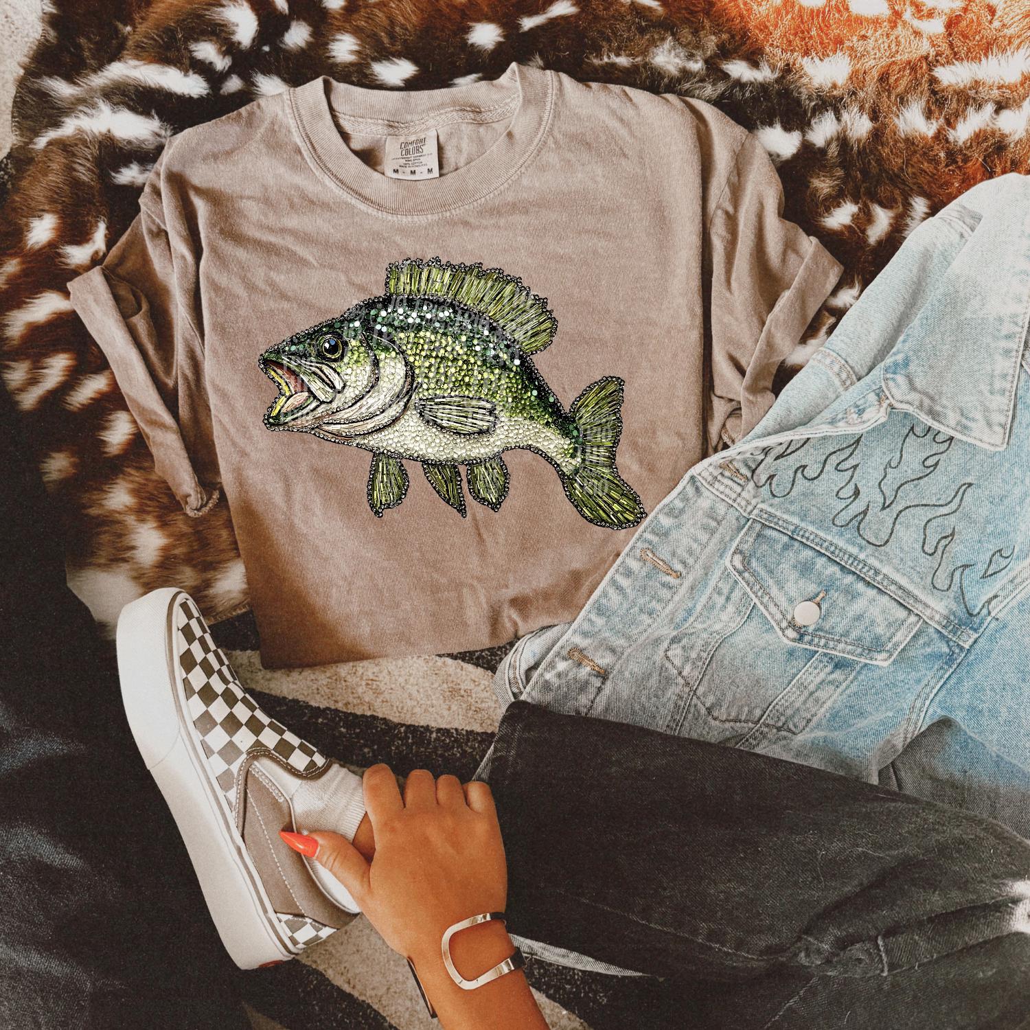 Faux Rhinestone Bass Fishing Design | PNG, Sublimation, DTF (digital ...