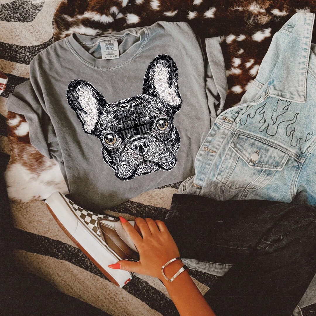 Faux Rhinestone Frenchie Dog | Digital Design | PNG | Sublimation | DTF ...