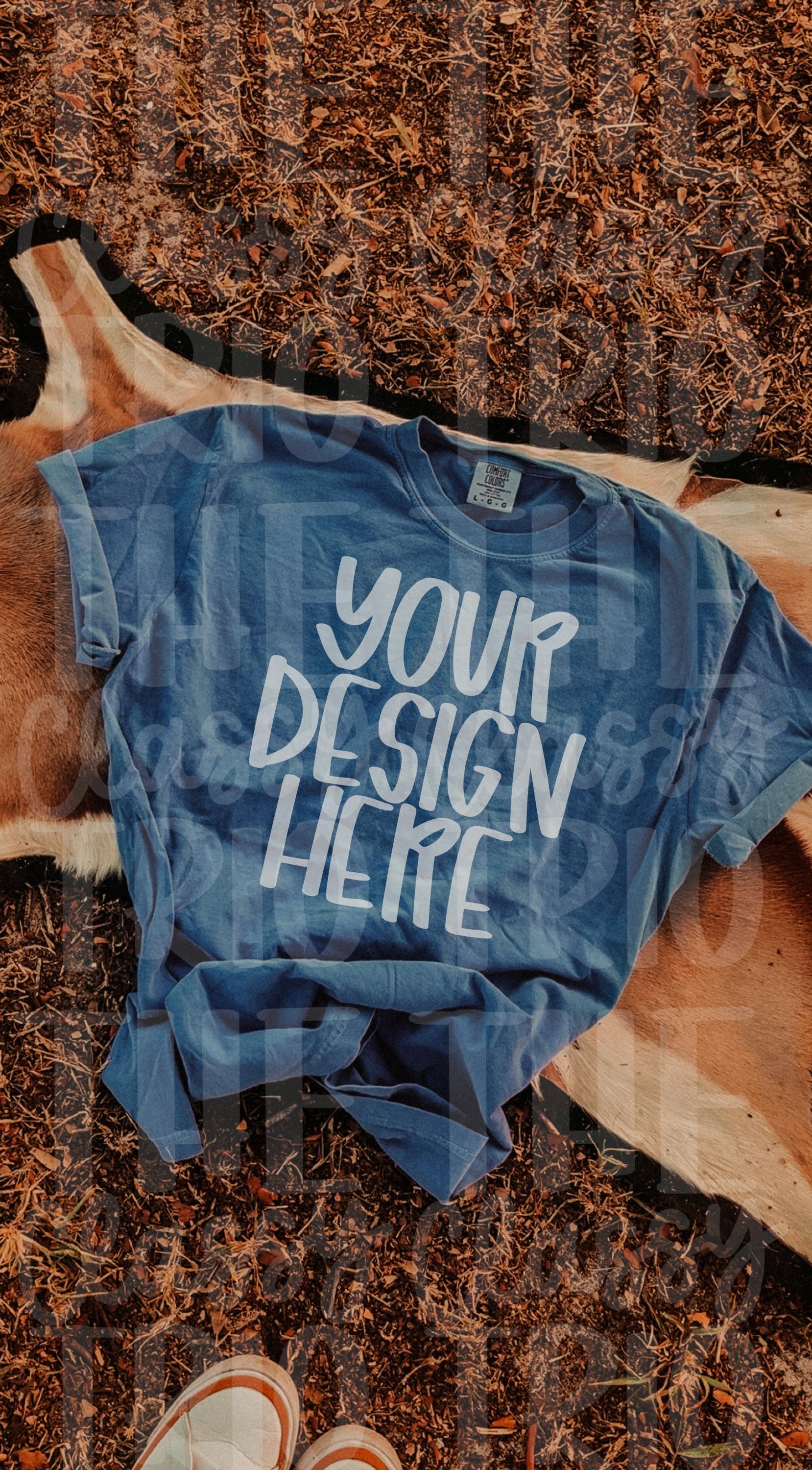 Western Camo T-shirt Mockup | Flat Lay Outdoors Rug Aesthetic (digital ...