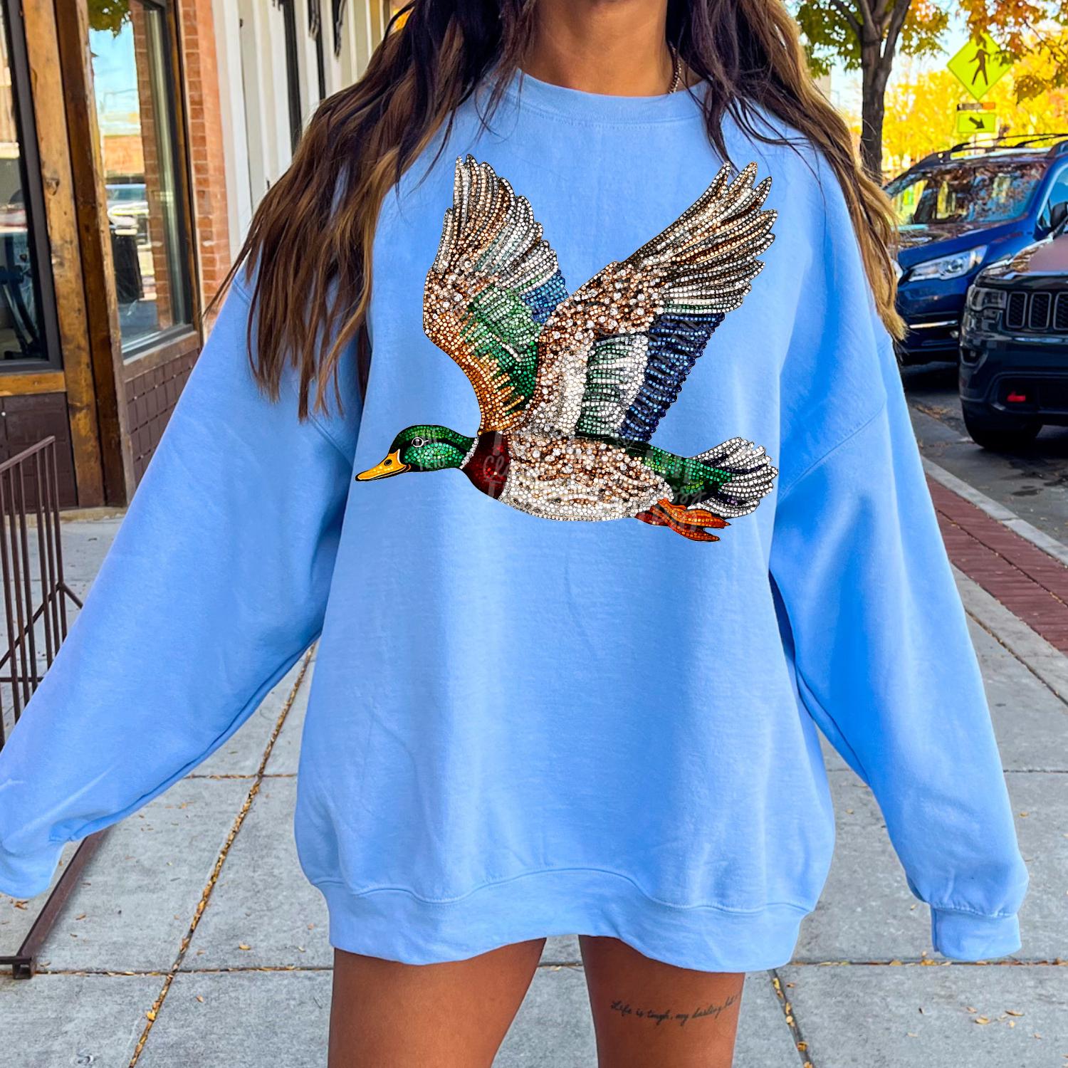 Faux Rhinestone Mallard Duck Flying | Instant Digital Design | PNG ...