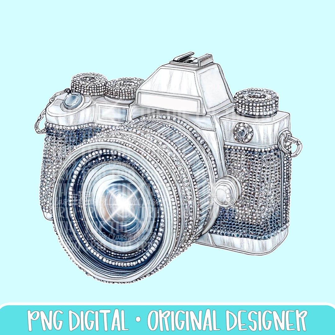Faux Rhinestone Camera | Digital Design | PNG | Sublimation | DTF ...