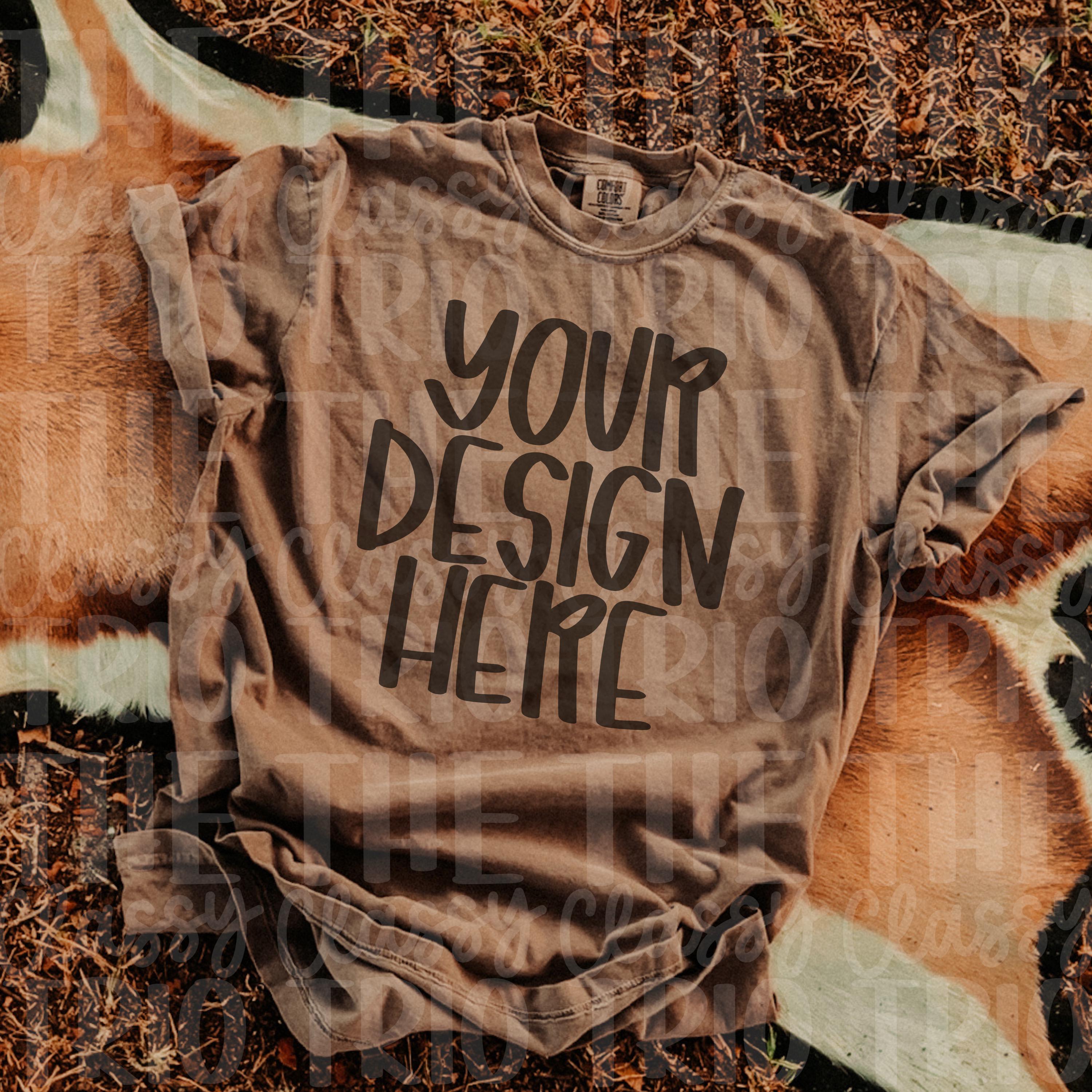 Western Camo T-shirt Mockup | Flat Lay Outdoors Rug Aesthetic (digital ...