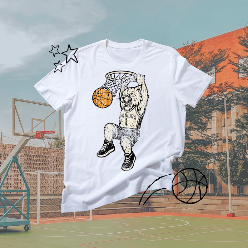 Wildcats Basketball Mascot Design | Retro Vintage PNG (digital Download ...