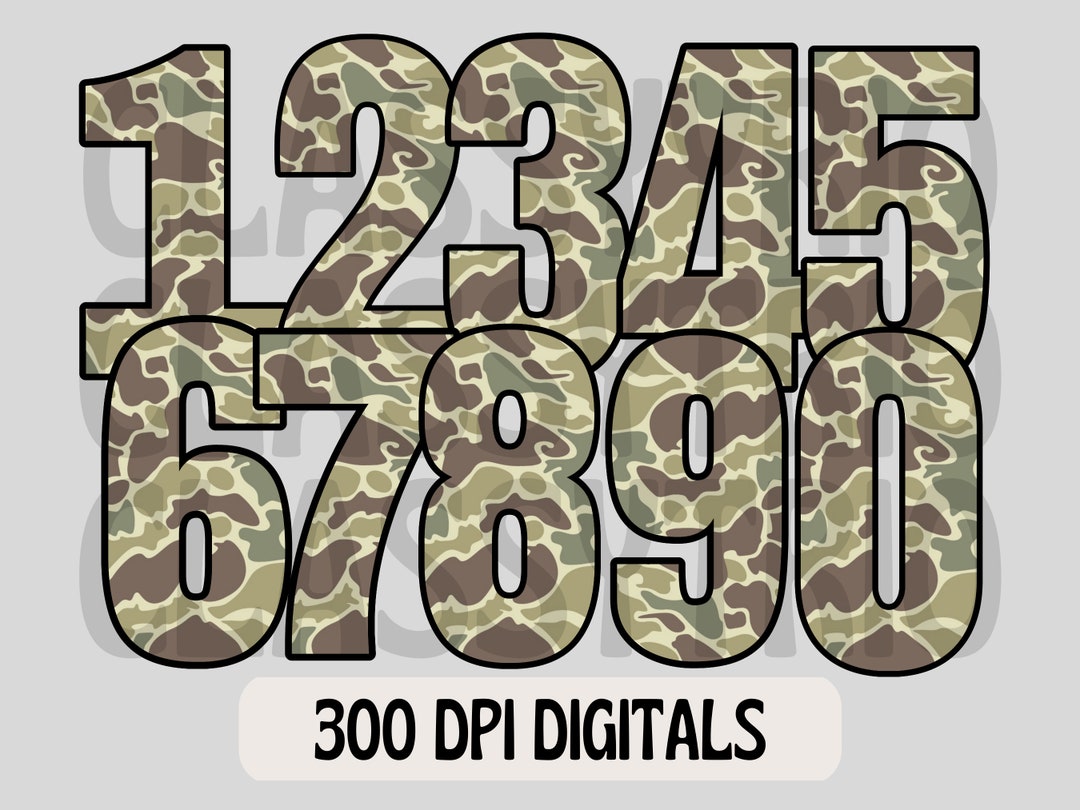 Old Camo Numbers | Digital Design | PNG | Sublimation | Camouflage ...
