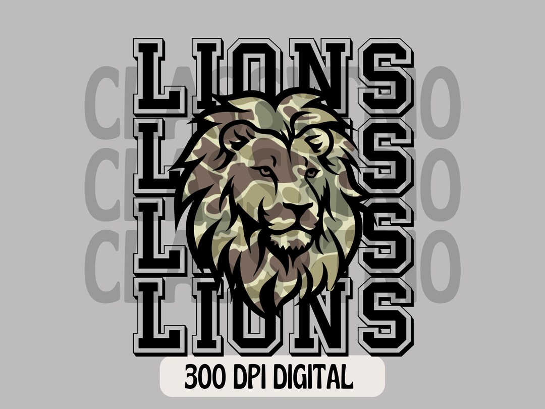 Camo Lion Mascot Design | PNG, Sublimation (digital File) - Etsy