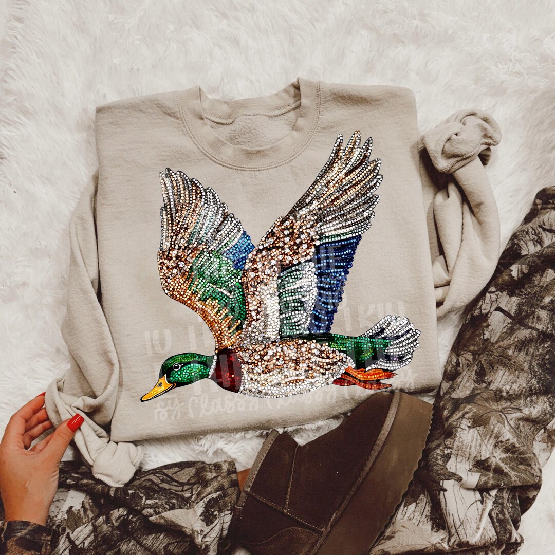 Faux Rhinestone Mallard Duck Flying | Instant Digital Design | PNG ...