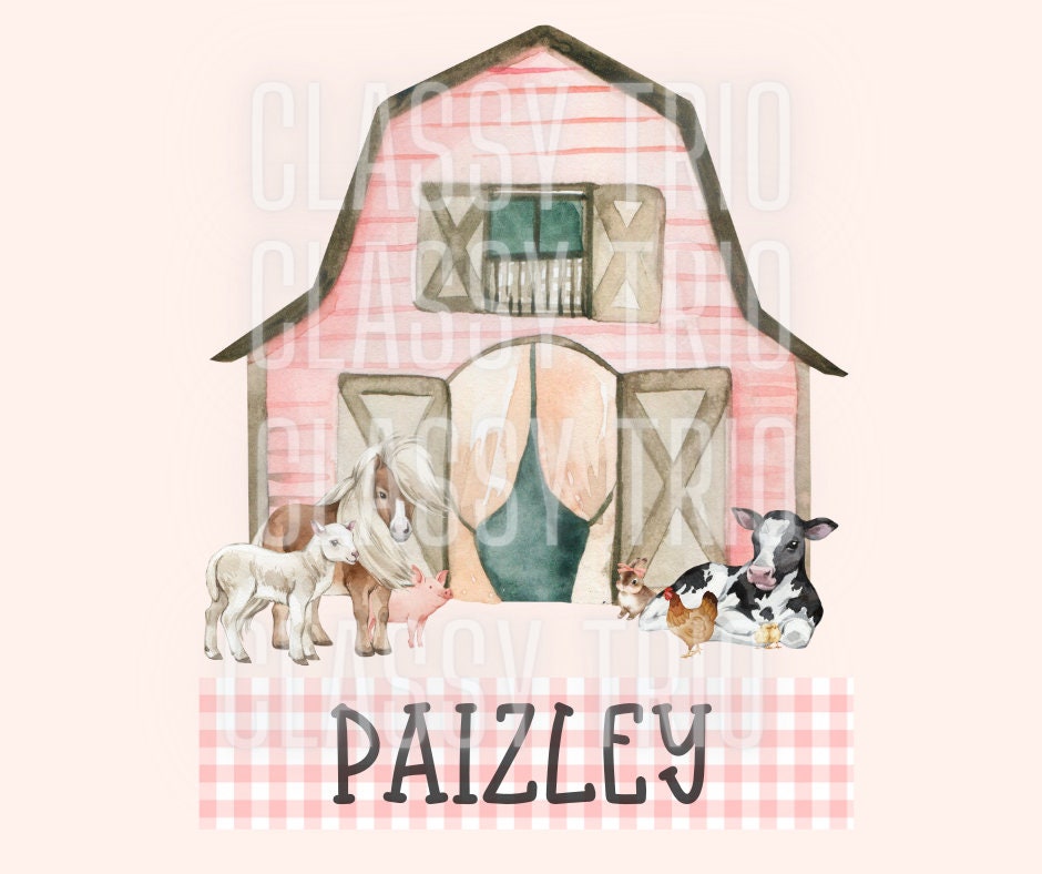 Girl Barn Name Plate Sublimation Design Digital Design PNG Watercolor ...