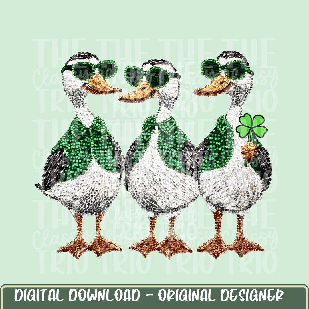 Rhinestone Mallard Duck Trio Design | St Patricks Day PNG (digital ...