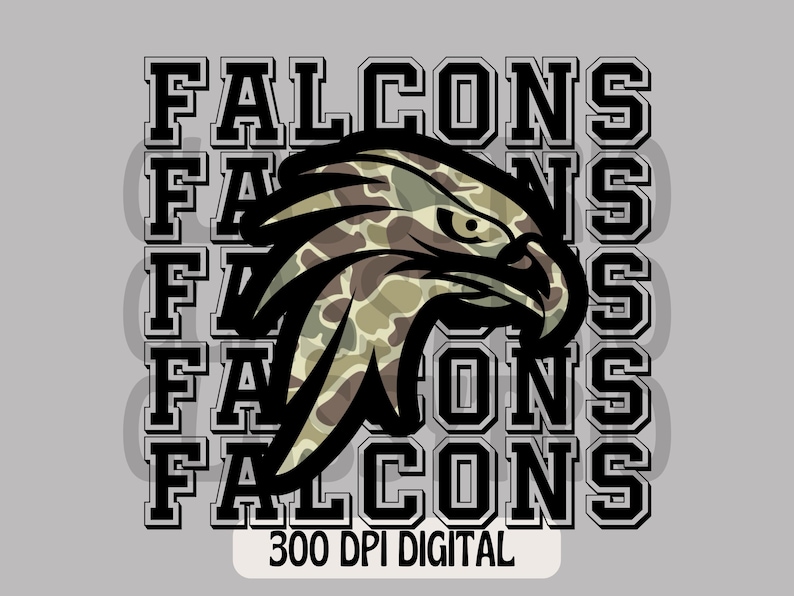 Camo Falcons Mascot Design | PNG, Sublimation (digital File) - Etsy