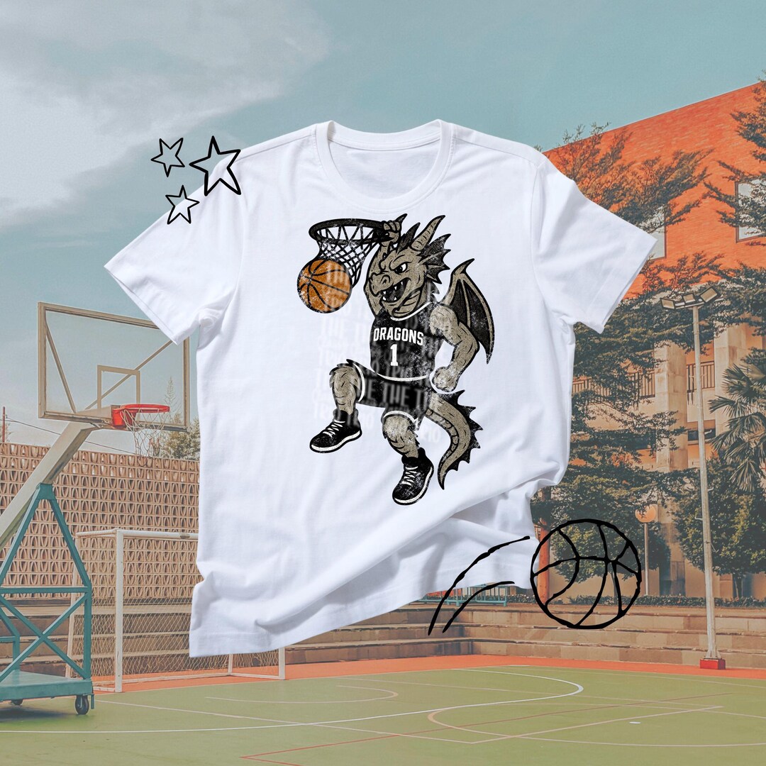 Dragons Basketball Mascot Design | Retro Chalk, Distressed PNG (digital ...