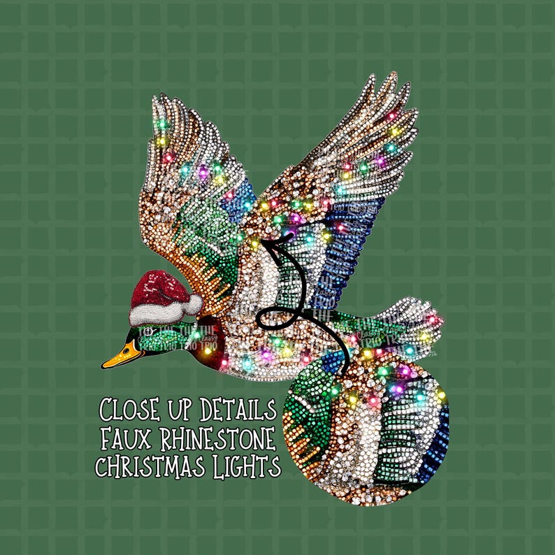 Faux Rhinestone Mallard Duck Flying | Digital Design | PNG ...