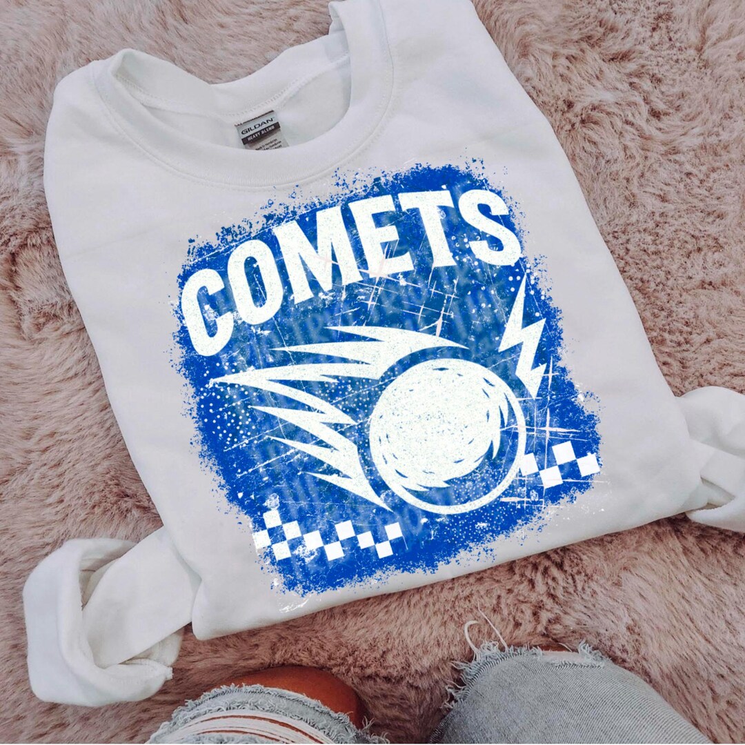 Comets Mascot Shirt Design | Retro Blue Distressed PNG (digital ...