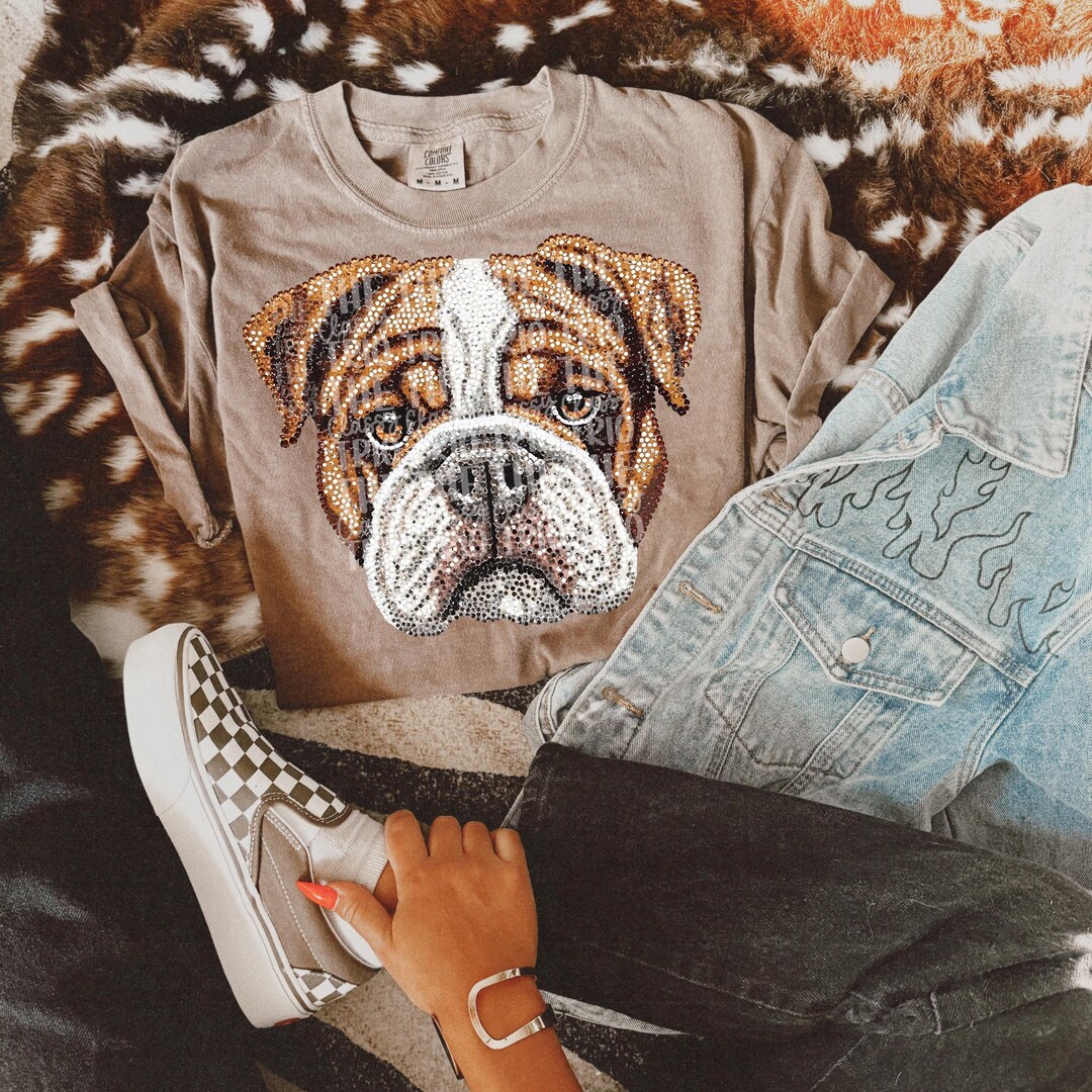 Rhinestone Bulldog Dog Design | PNG Sublimation, DTF (digital Download ...