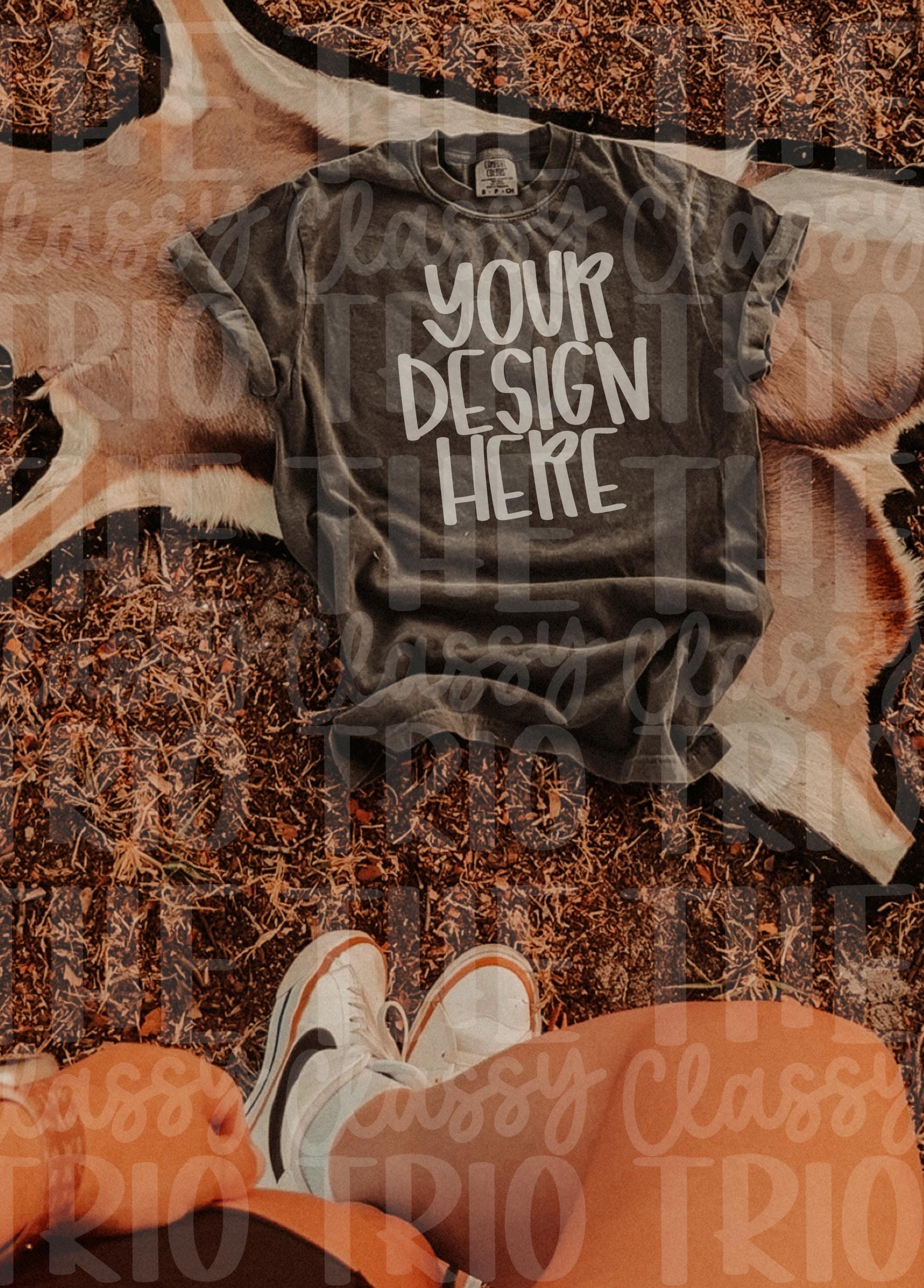 Western Camo T-shirt Mockup | Flat Lay Outdoors Rug Aesthetic (digital ...
