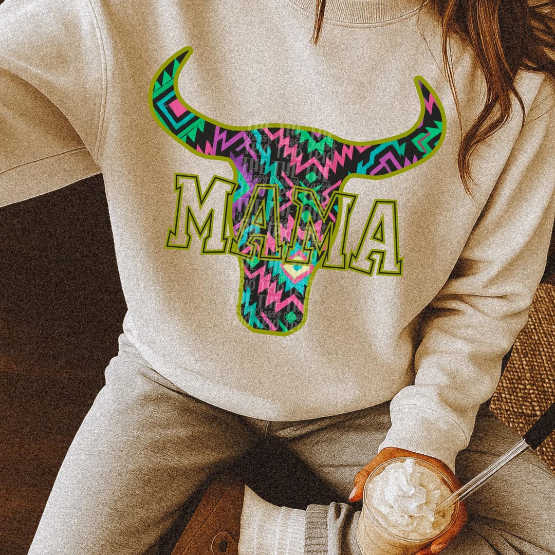 Aztec Bull Head Mama PNG | Retro Western Shirt Design (digital File) - Etsy