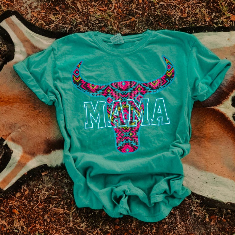 Aztec Bull Head Mama PNG | Retro Western Shirt Design (digital File) - Etsy