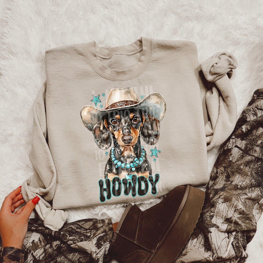Howdy Turquoise Dachshund Dog, | Digital Design | PNG | Sublimation ...