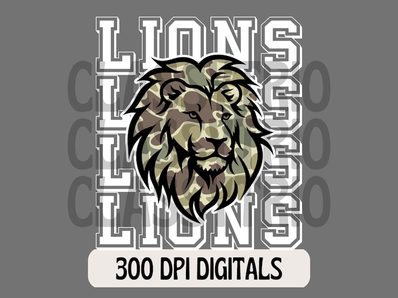 Camo Lion Mascot Design | PNG Digital File - Etsy