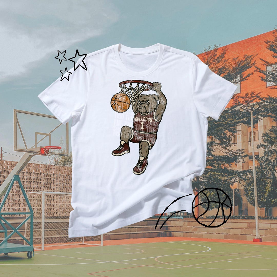 Bulldogs Maroon Basketball Distressed Design: Retro PNG Graphic ...