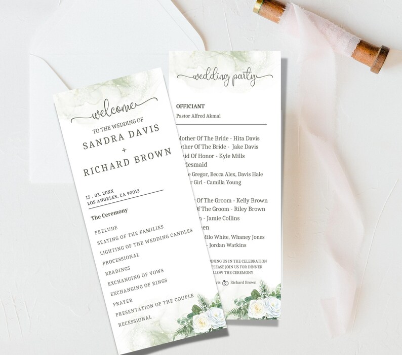 Custom Wedding Program Canva Template, Personalize Your Order of Events ...