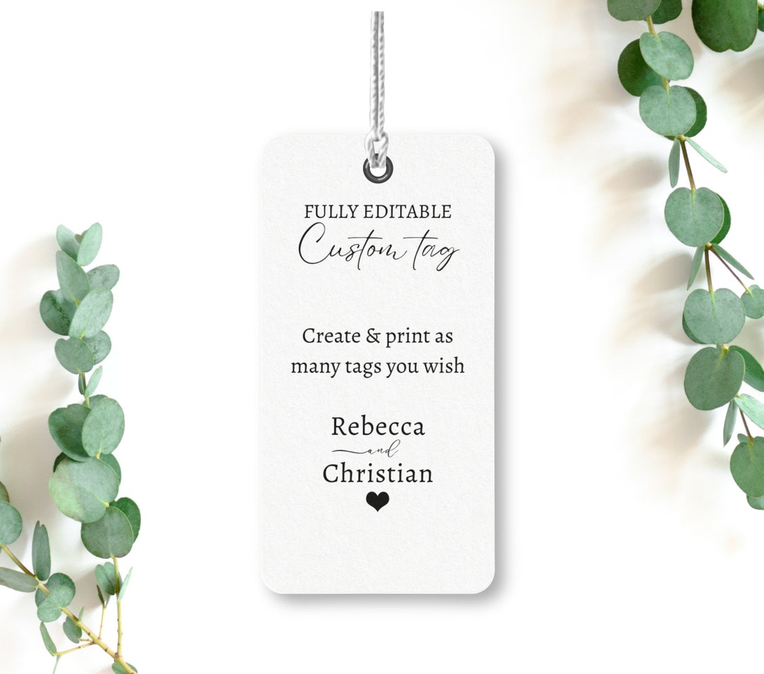 Personalized Wedding Favor Tags, Bridal Shower Hang Tag Edit in Canva ...