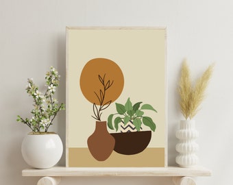 Boho Plant Art Print, PRINTABLE Wall Art, Botanical Poster, Abstract ...