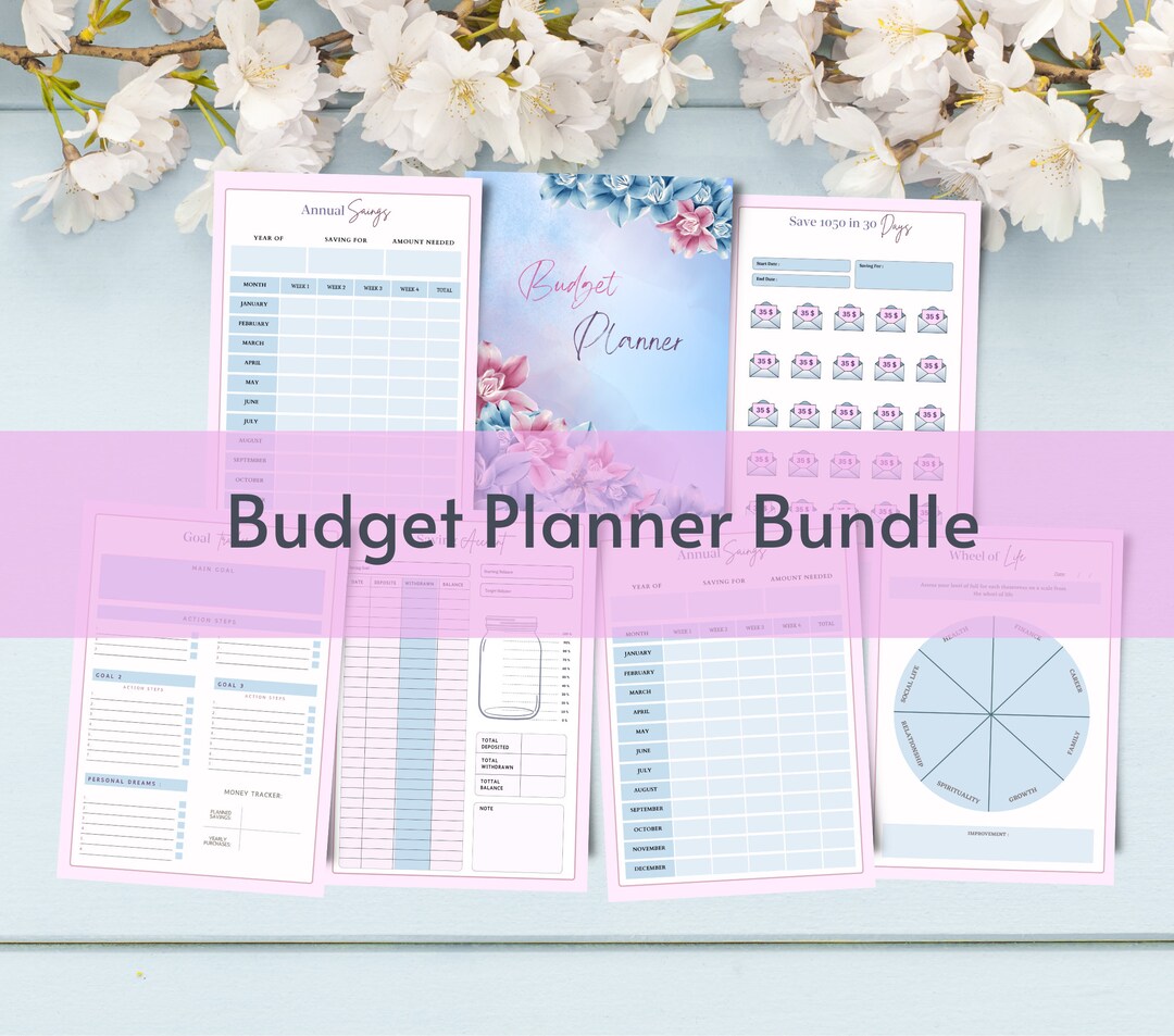Budget Planner Bundle Edit in Canva, Goal Tracker, Savings Tracker ...