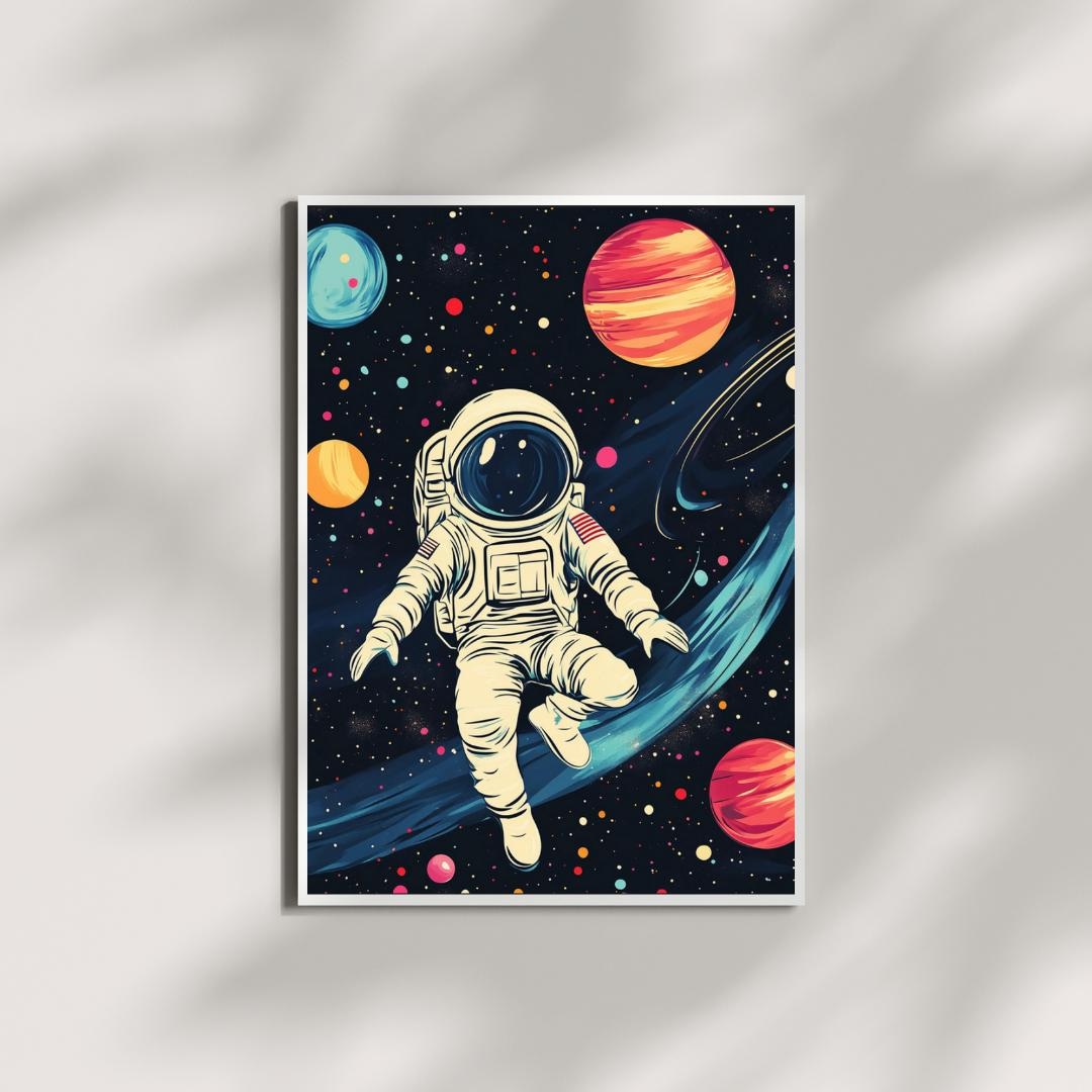 Pop Art Astronaut in Space – Colorful Planets & Galaxies Digital Print ...