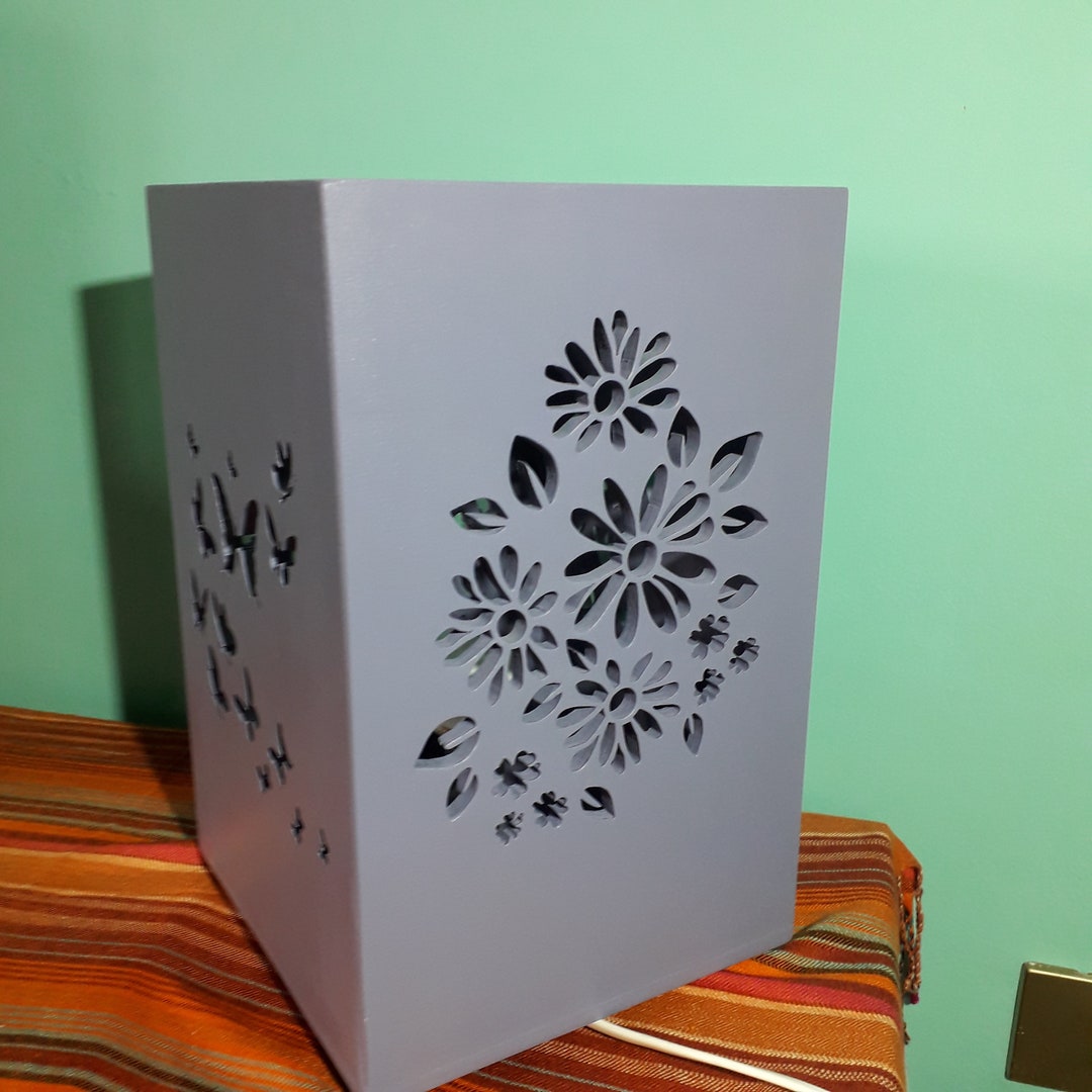 Parallelepiped Lamp, Wooden Fretwork - Etsy