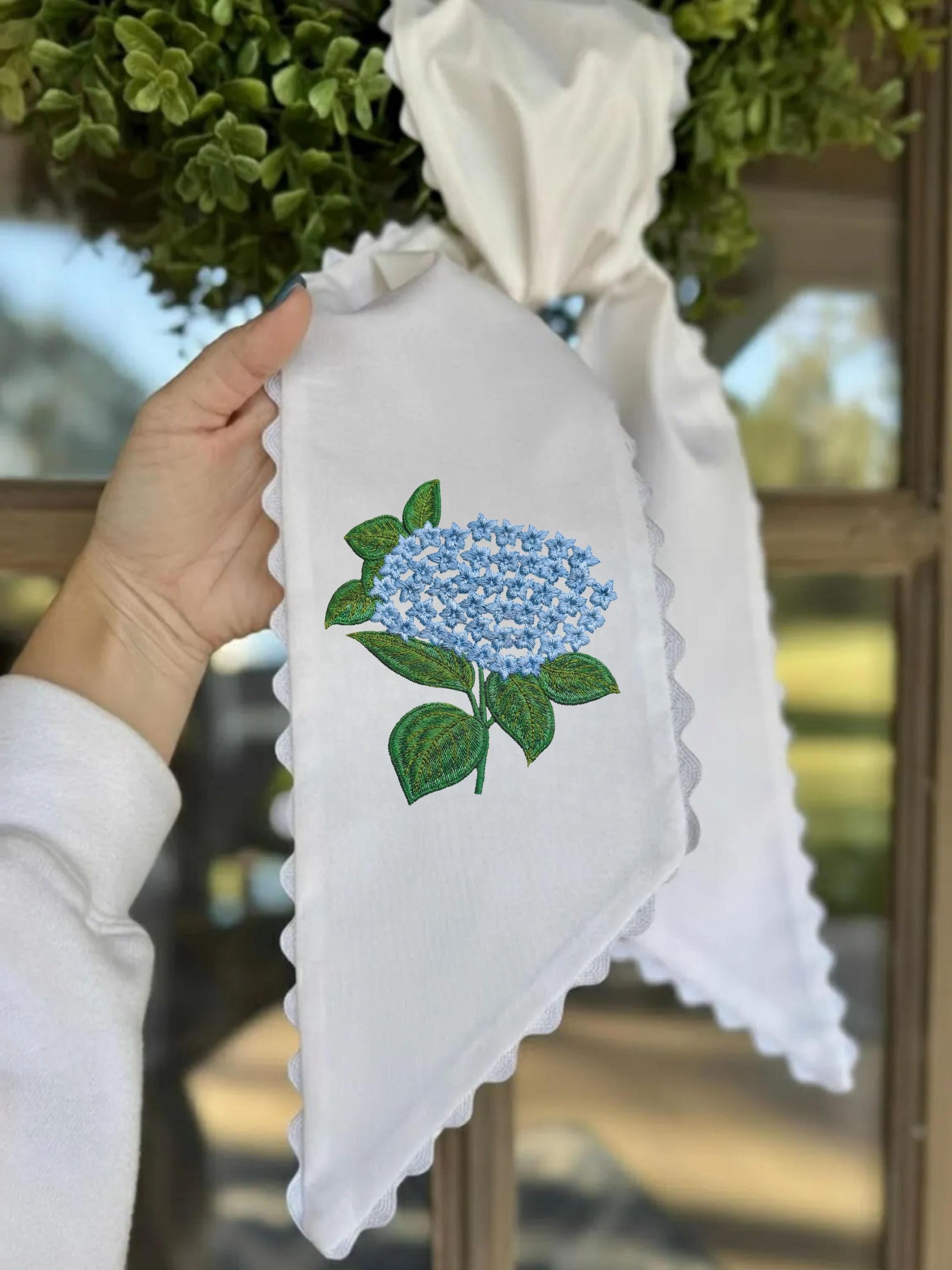 Personalized Scalloped Hydrangea Wreath Sash, Wreath Sash Scalloped ...
