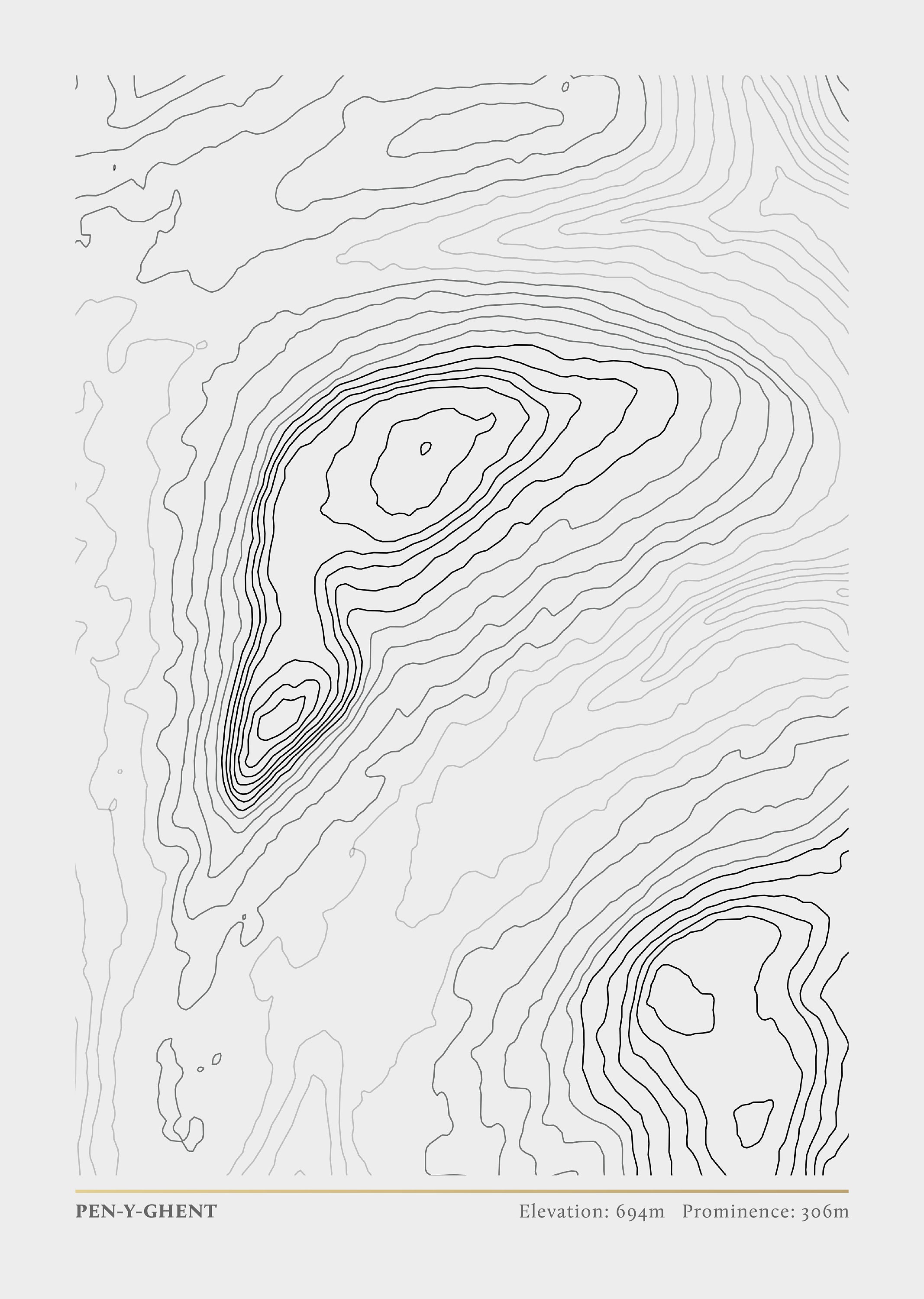 Pen-y-ghent Topographic Contour Art - Etsy UK