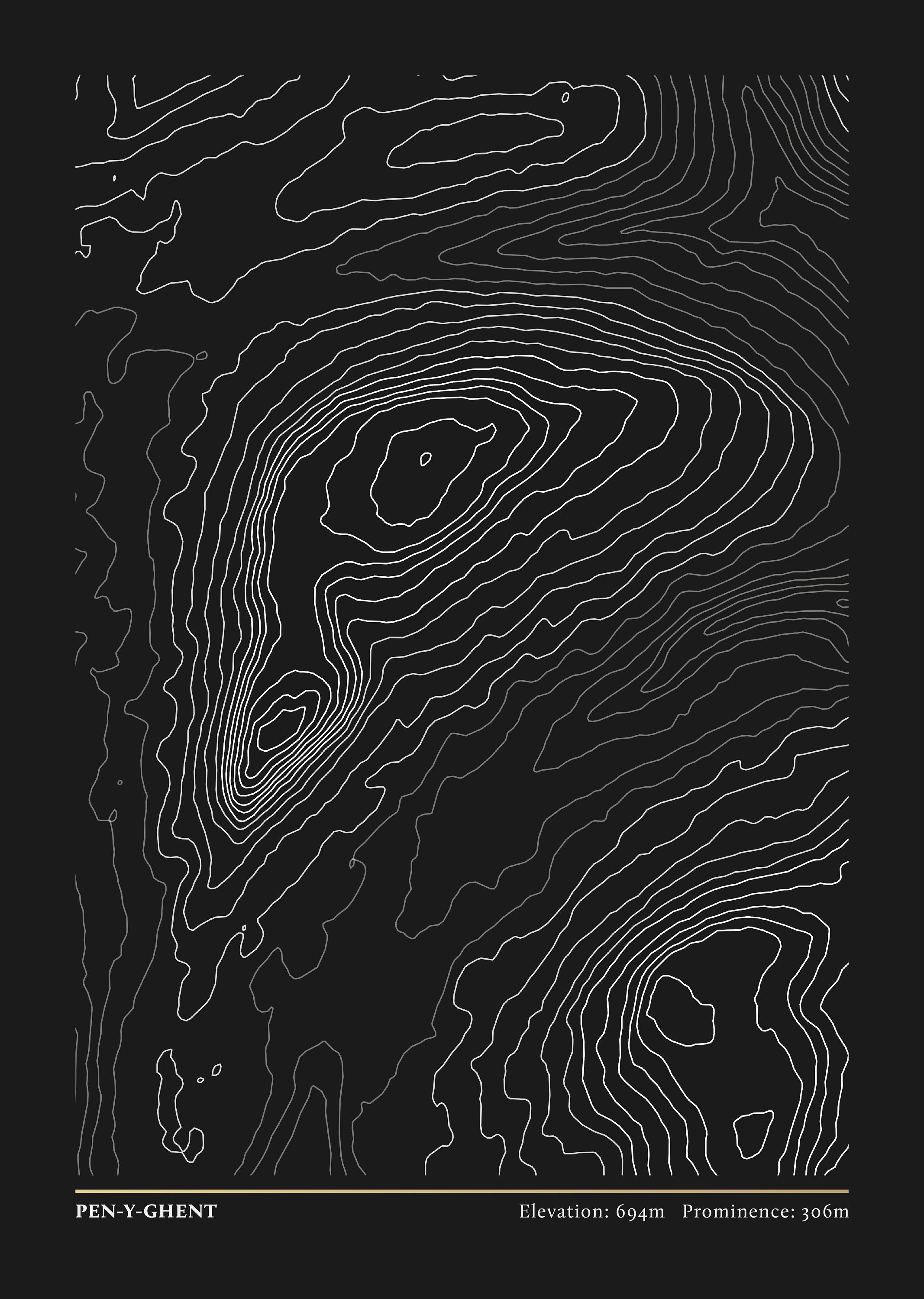 Pen-y-ghent Topographic Contour Art - Etsy UK