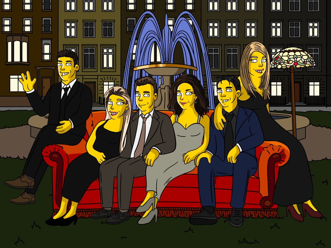 Custom Simpsons Portrait for Friends, Caricature Friends Portrait on ...
