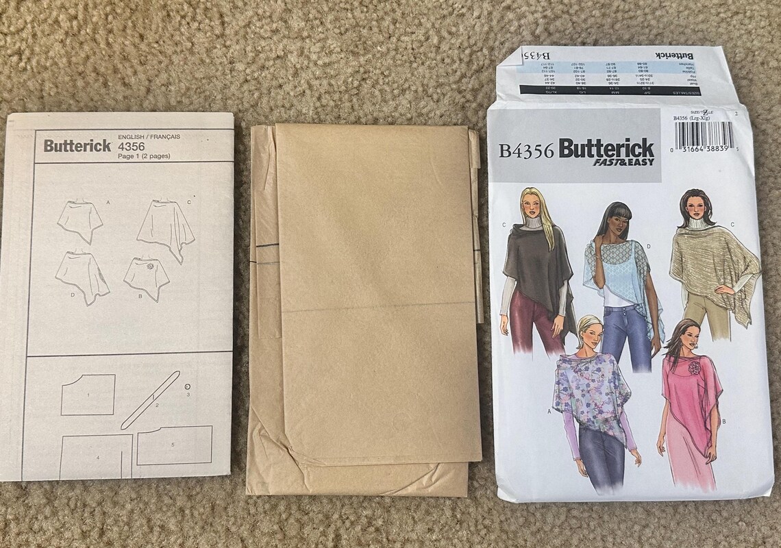 Butterick 4356 Overlay Shoulder Cover up Poncho Capelet Capes Shawls ...
